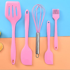 Rehomy- 5pcs Kitchen Cooking Utensils Set BPA Free Heat Resistant Kitchen Utensils Slotted Turner Spatulas Brush Whisk for Kitchen Cooking Baking