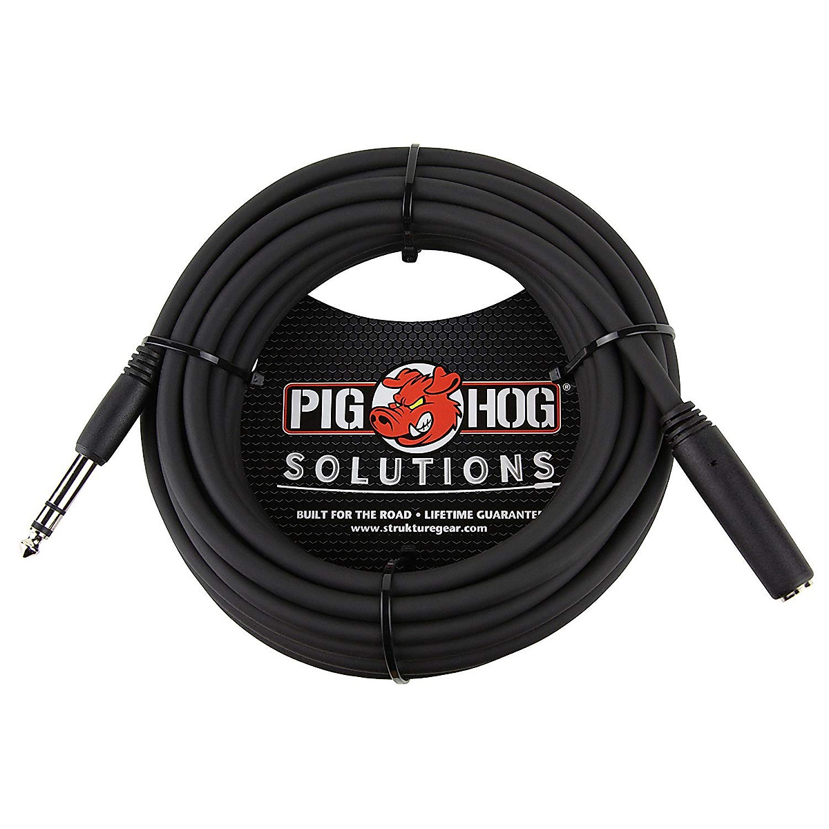 Pig Hog PHX14-25 1/4" TRSF to 1/4" TRSM Headphone Extension Cable, 25 Feet (2-Pack)