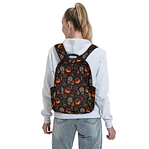 JZDACH Men women lightweight anti-theft travel daypack fashion rucksack laptop backpack for work/travel/college/business - for Halloween Gothic Witch Black Cat Bat Pumpkin Skull Mushroom