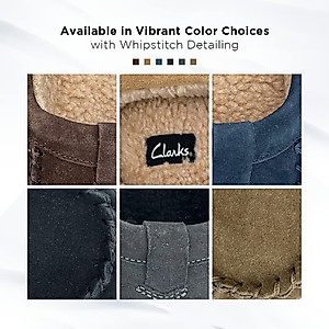 Clarks Men's Open Back Suede Sherpa Lined Clog Slippers, JMH2062 - Indoor/Outdoor Slip-Ons - Comfy & Durable Slides with Soft Plush Lining Cushioned Footbed & Gripped Rubber Outsoles (11 M US,Black)