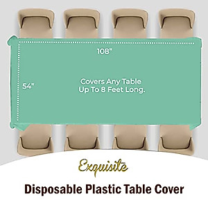 Exquisite 6-Pack Premium Plastic Tablecloth 54in. x 108in. Rectangle Plastic Table cover - Mint