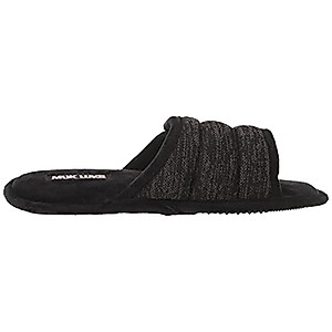 MUK LUKS Men's Maverick Slide Slippers, Ebony/Charcoal, 8-9