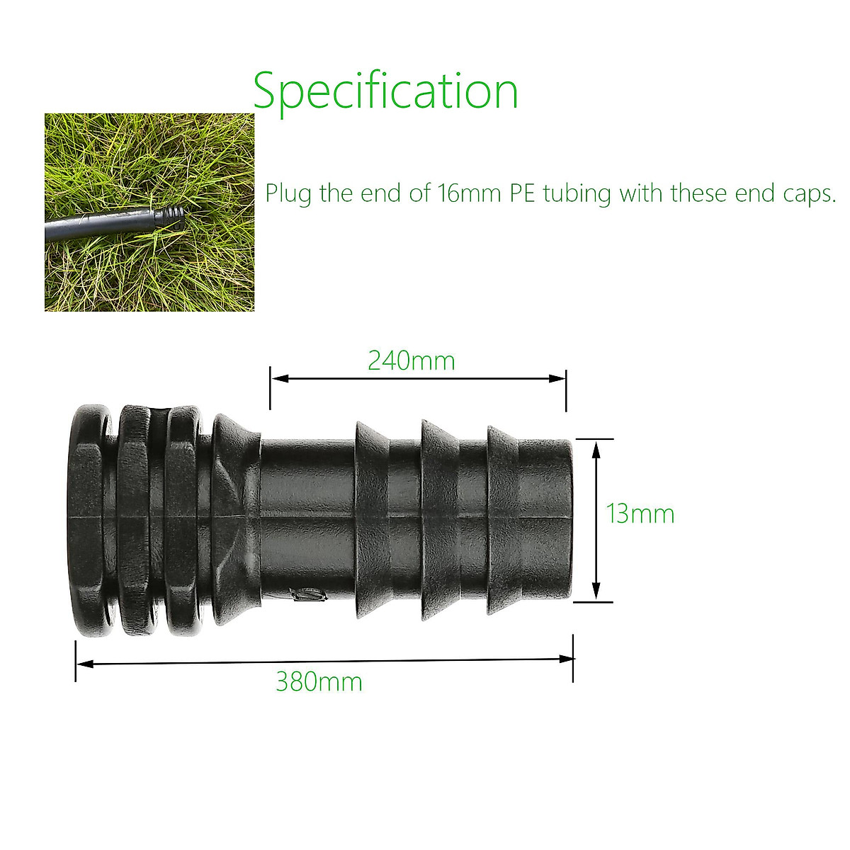 La Farah 1/2 inch Drip Irrigation Fittings, Barbed End Plug Connector Fit 1/2" Irrigation Tubing (0.52" ID x 0.65" OD), End Cap Plastic Plug Nuts - Pack of 10