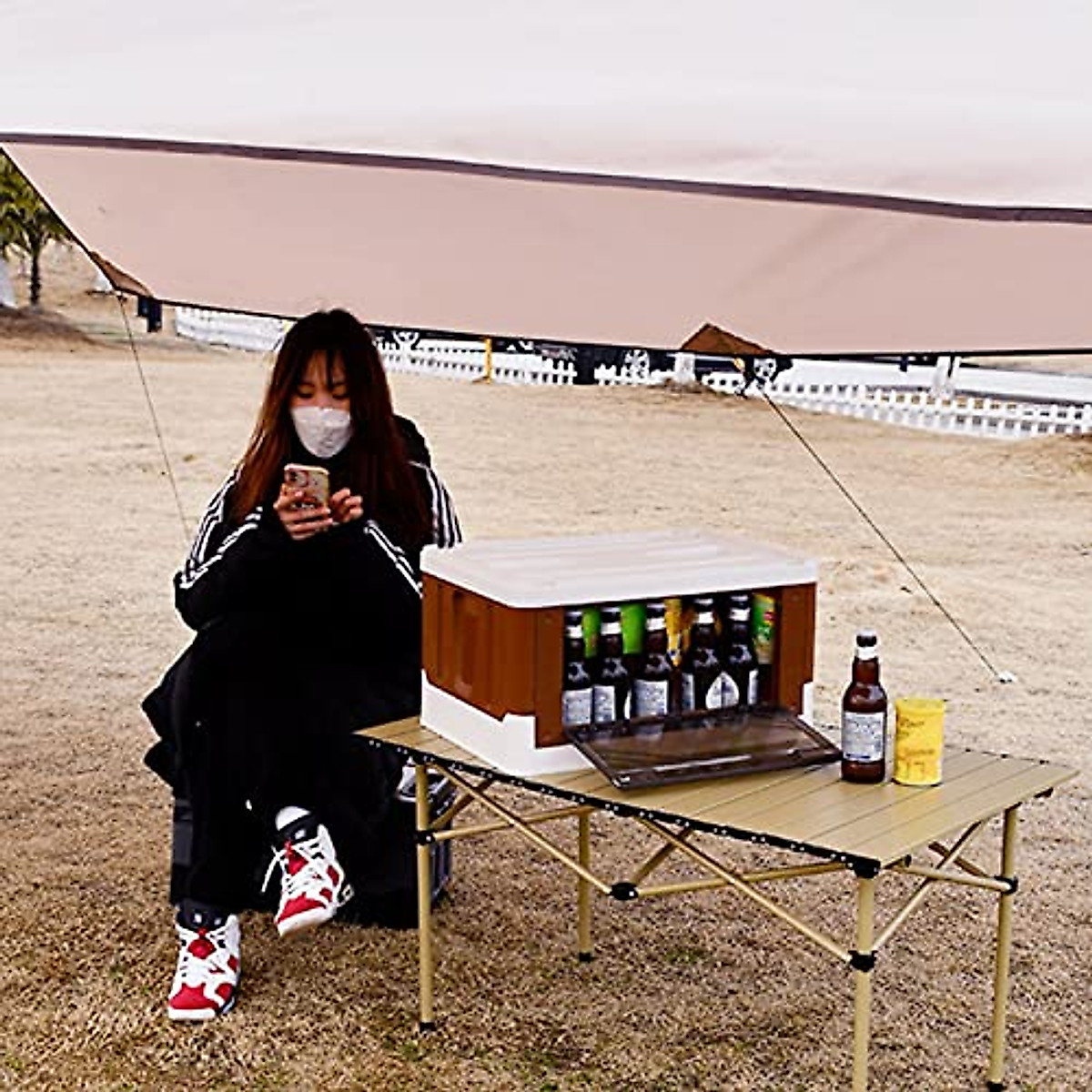 YYdDs Folding Storage Bins with Lid, Clear Stackable Plastic Storage Box, Storage Container Organizer for Home Office Outdoor Camping Grocery,Grey,50L