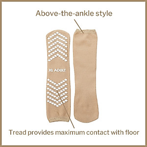 McKesson Slipper Socks, Non-Slip Grip Socks, Tan, Adult Shoe 7.5 to 10, XL, 48 Pairs