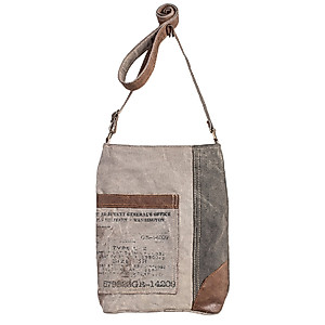 Mona B. Vintage Recycled Upcycled Canvas Identified Collection with Vegan Leather Trim (Identified-Ice Gray) (Charcoal)
