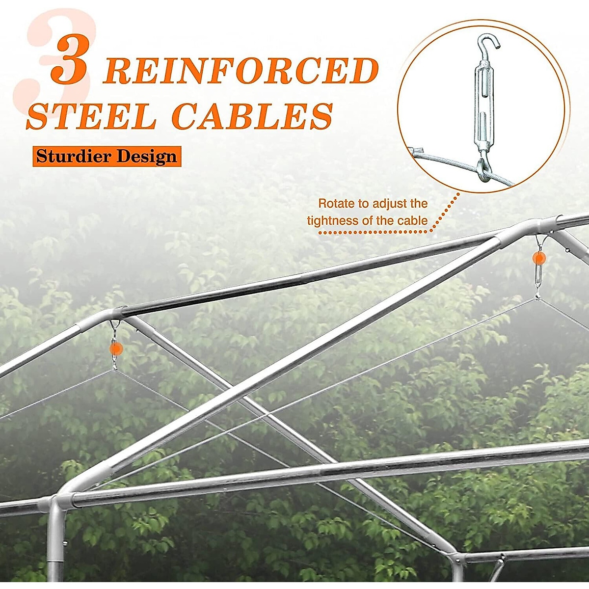 PHI VILLA 10x20 ft Heavy Duty Carport Car Canopy Garage Extra Storage Shelter Boat Party Tents Shed with Removable Sidewalls and Doors, Beige