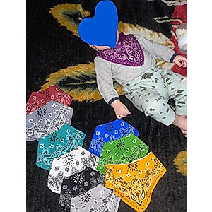 Maiwa 10 Pack Baby Triangle Bandana Bibs for Boys Girls for Drool Teething Eating with Snaps