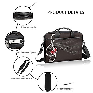Music Notes Laptop Computer Bag Waterproof Shoulder Messenger Bag 13-15 inch Durable Laptop Tote Bag with Shoulder Strap Handle Lightweight Crossbody Briefcase