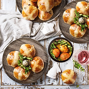 forlent 12 Piece Melamine Dinnerware Sets for 4 - Plastic Wood Grain Plates and Bowls Sets Best for Indoor Outdoor Grill Holiday Party Camping BPA-Free Dishwasher Safe