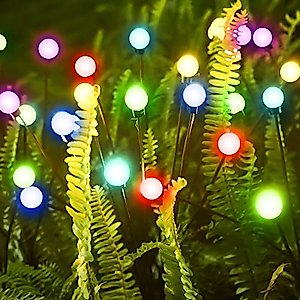 Anordsem Solar Garden Lights - 2 Pack Colorful Flashing 8 LED Solar Firefly Lights, Swaying Outdoor Decor Lights Waterproof for Garden, Patio, Yard, Flowerbed Decoration