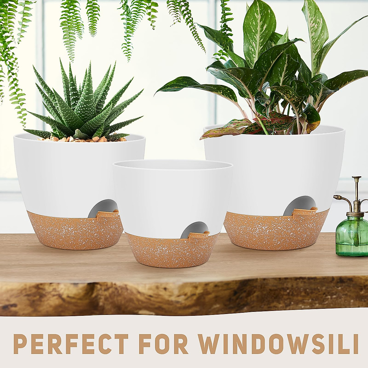 YNNICO 12" 10" 9" Large Plant Pots, 3 Pack Flower Pots Planters with Multi Mesh Drainage Holes for Indoor Outdoor Garden Plants and Flowers