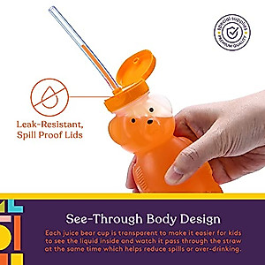 Special Supplies Honey Bear Straw Cup with Long Straws, 6 Pack, Squeezable Therapy and Special Needs Assistive Drink Containers, Spill Proof and Leak Resistant Lids