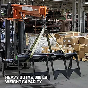 Titan Attachments Fork Mounted Jib Boom Crane Attachment, Manual Telescoping Boom Extends Up to 138â€, Pivots Up to 45 Degrees, 6,000 LB Lift Capacity, Two Swivel Hooks, Adjustable Hook Points