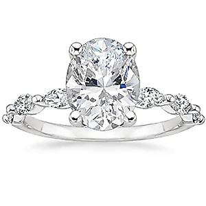 JEWELERYN Lovely Solitiare Bridal Set, Oval Cut 3 CT, Colorless Moissanite Ring Set, 925 Sterling Silver, Engagement Ring, Wedding Ring, Perfact for Gifts Or As You Want (7.5) White