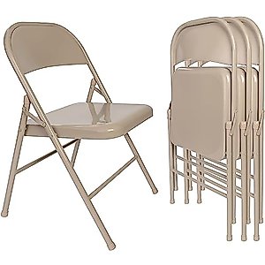 TUBYIC 4 Pack Black Folding Chairs with Wide Seats for Outdoor & Indoor, Portable Stackable Commercial Seat with Steel Frame for Events Office Wedding Party, 250lbs Capacity