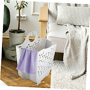 HOMOCONO Collapsible Laundry Basket Wall Laundry Hamper Folding Laundry Hamper Foldable Clothes Basket Wall Mounted Laundry Hamper Laundry Storage Basket Wall Mount Laundry Basket White Pp