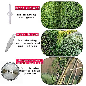TENBOR 8 Pack Grass Trimmer Blade Heads Replacements, Cordless Electric Lawn Mower Cutter Weed Eater Blades Heads 40 Teeth Blade & 2Pcs Stainless Steel Blade & 5Pcs Plastic Blades