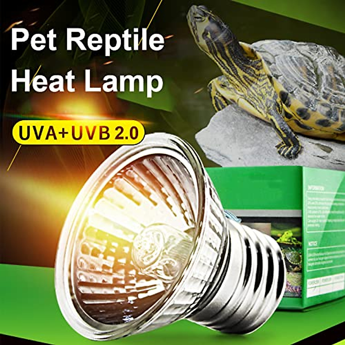 Eboxer Pet Reptile Heat Lamp UVA UVB Heating Light Bulb Pet Full Spectrum Sunlight Lamp for Reptile Amphibian and Incubating Chicken Use, etc (50w)