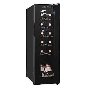 FRITHJILL Wine Cooler Refrigerator, Compressor Freestanding White/Red Wine Fridge with Clear Glass Door for Home Office