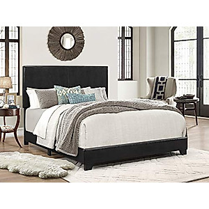 Crown Mark Erin Upholstered Panel Bed in Black, Full