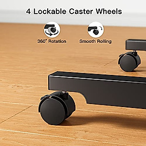 ErGear Laptop Mobile Standing Desk, Height Adjustable Laptop Desk with Wheels, Pneumatic Mobile Desk with Hook and Cup Holder, Rolling Desk for Home Office Workstation for Standing or Sitting, Black