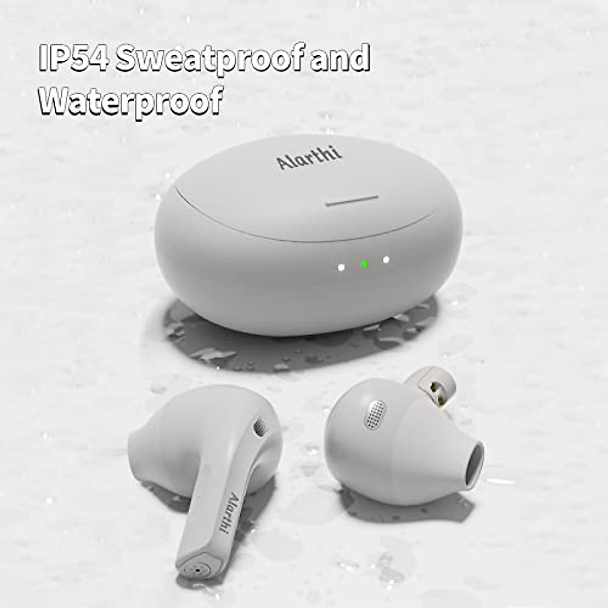 Alarthi Wireless Earbuds,Bluetooth Headphones with Slide Wireless Charging Case,True Wireless Noise Cancelling Earbuds,HiFi Stereo Earphones for Running,Fitness and Work,Frosted White