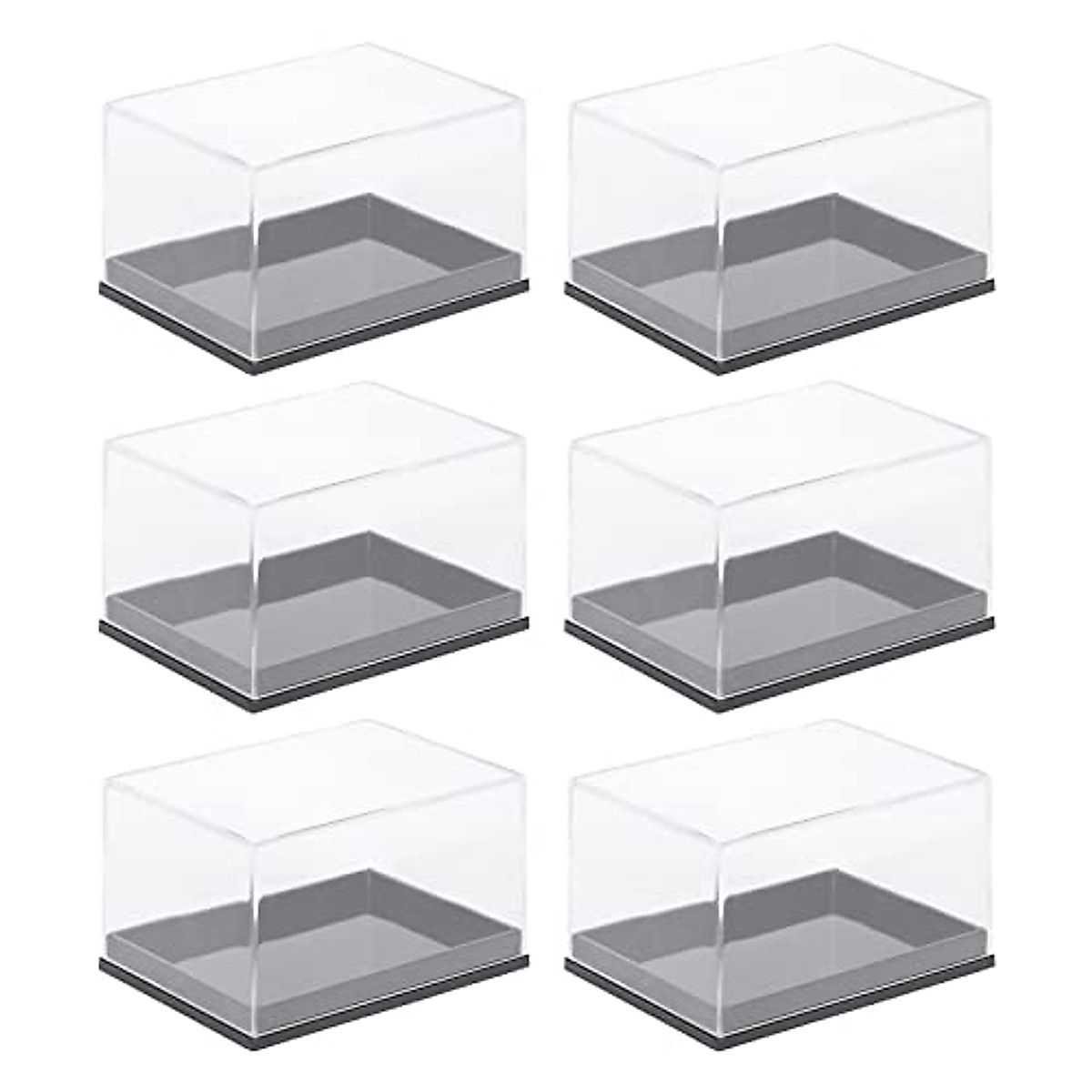 Cabilock 6pcs Transparent Plastic Boxes Natural Rough Mineral Specimen Display Cases Countertop Boxes Cube Transparent Display Boxes Pop Figures Display Collectibles Mineral Specimen
