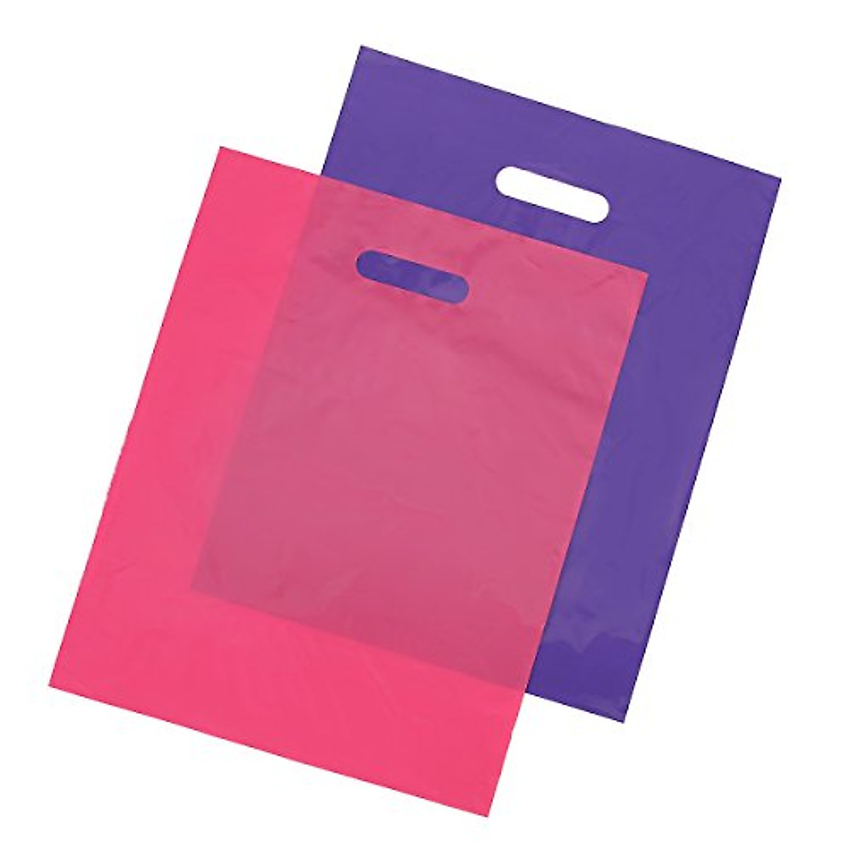 100 12x15 Glossy Pink and Purple Plastic Merchandise Bags w/Handles