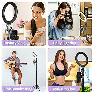 Selfie Ring Light with Tripod Stand and Phone Holder, Eicaus Tripod for iPhone with Ringlight for Live Streaming, Video Recording, Makeup, Lighting Kit Gifts for YouTube and TIK Tok