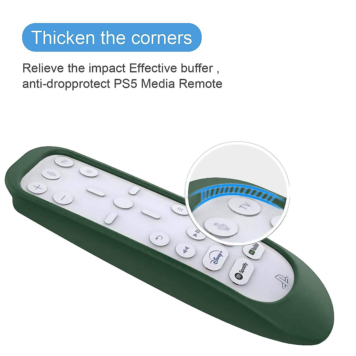 AKNES Silicone Cover for Playstation 5 Media Remote, Protective Skin Sleeve Case for PS5 Remote Control, with Hand Strap, Shockproof, Anti-Slip, Skin-Friendly,Bumper Back Cover - Green