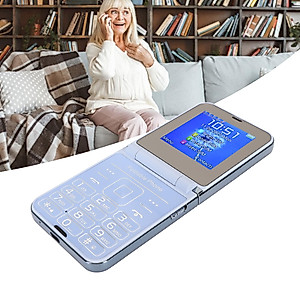 GOWENIC Big Cell Phone for Seniors, Flip Design, Dual Screen Display, Large Buttons, Quick Dial, Clear Sound, HD Camera, LED Flashlight for Seniors (Blue)