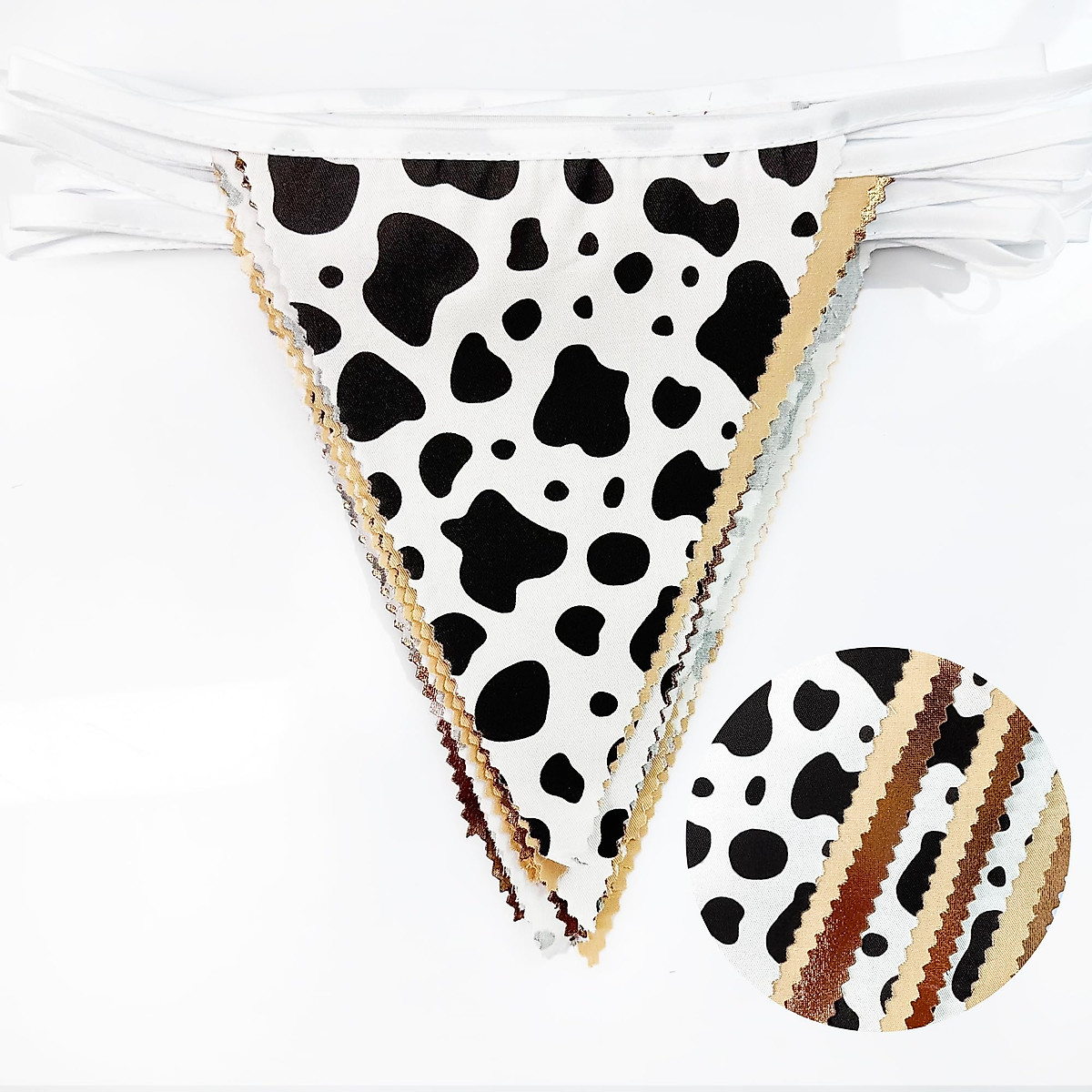 32Ft Cow Party Decorations Western Cowboy Triangle Flag Fabric Banner Pennant Garland Streamer for Western Cowgirls Cowboys Birthday Baby Shower Derby Day Festival Farm Cow Wild Party Decor Supplies