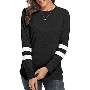 Ahacool Womens Sweatshirts Long Sleeve Shirts for Women Crewneck Sweatshirt(Black L)