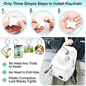 120Pcs Sublimation Keychain Blanks Bulk, DIY MDF Blanks Keychain with Keyrings, 4 Shape Sublimation Blank Keychain, Double-Sided Printed Heat Transfer Keychain