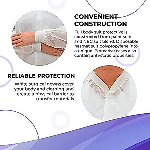 AMZ Medical Supply Disposable Lab Coats for Adults Small, White Medical Disposable Clothing 10 Pack, Splash-Proof SMS 40 GSM Lab Coats Disposable with Long Sleeves, Knit Collar, Cuffs, 3 Pockets