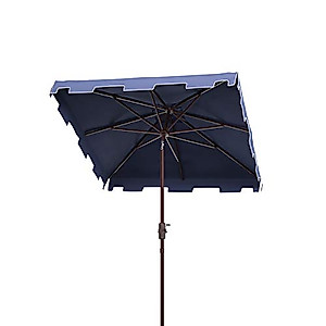 Safavieh PAT8400A Outdoor Zimmerman Navy and White 7'6" Square Market UV Protected Umbrella