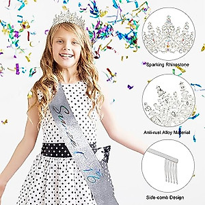KICOSY Sweet 16 Tiara Sweet 16 Sash and Tiara Set Birthday Tiara Birthday Crowns for Women Sweet 16 Crown Sweet Sixteen Birthday Sash Sweet 16 Birthday Decorations 16th Birthday Decorations for Girls