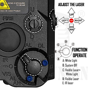 ACTIONUNION Airsoft PEQ-15 IR Laser + Visible Red Laser + White LED Flashlight (Black)