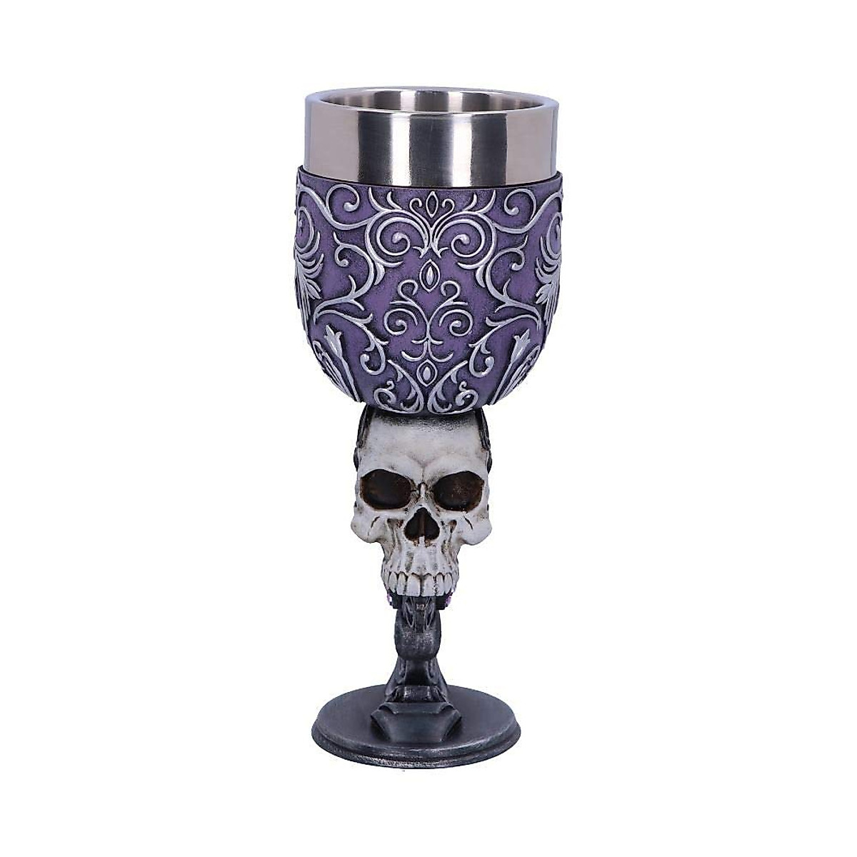 Nemesis Now B5168R0 Deaths Desire Twin Skull Heart Set of Two Goblets, Purple, 18.5cm