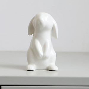 4Pcs Easter Rabbit Figurine Ceramic Bunny Statues Mini Garden Ornaments Easter Party Decor for Lawn Table Office