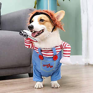 Pet Deadly Dog Costume, Cute Dog Cosplay Halloween Christmas Funny Costume Dog Clothes Party Costume for Small Medium and Large Dogs (Small)