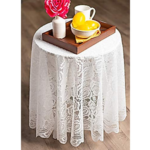 DII Home Essentials 100% Polyester, Machine Washable, Shabby Chic, Vintage Tablecloth or Overlay 63" Round, Vintage Lace Cream