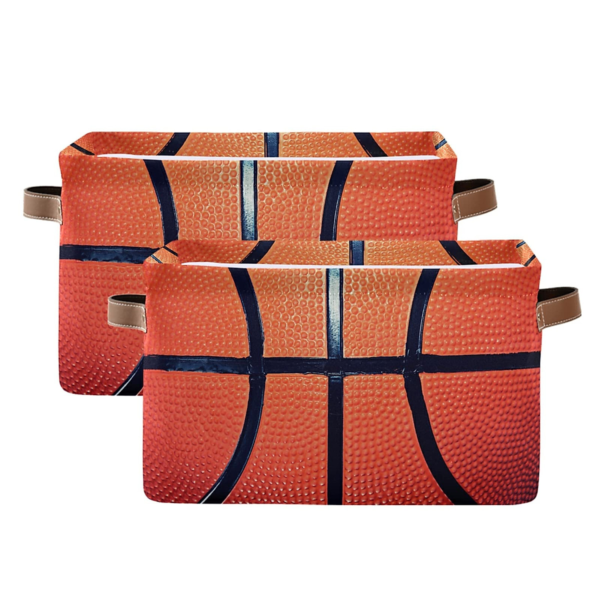 Sport Basketball Storage Bin Canvas Toys Storage Basket Bin Large Storage Cube Box Collapsible with Handles for Home Office Bedroom Closet Shelves，1 pc