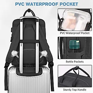 Mancro Travel Backpack for Women with TSA Laptop Compartment, 15.6 Inch Laptop Backpack with USB Charging Port and Dry-Wet Pocket, Fashion Computer Backpack for Women, Black