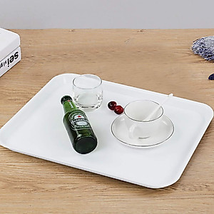 Farmoon 4 Pack Large Fast Food Serving Tray, White Plastic Reusable Eating Tray