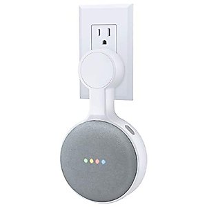 AMORTEK Outlet Wall Mount Holder for Google Nest Mini (Home Mini 2nd Gen and 1st Gen), A Space-Saving Accessories for Google Nest Mini Voice Assistant 2nd Generation (White)