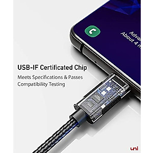 USB C to USB C Cable 15ft, uni Long USB Type C 100W Fast Charging Nylon Braided Cable (5A 20V) Compatible with iPad Pro 2019/2018, MacBook Pro 2020/2019/2018, Dell XPS 13/15, Surface Book 2 and More