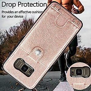 DEFBSC Samsung Galaxy S8 Plus Crossbody Wallet Case,Premium Leather Case with Detachable Adjustable Crossbody Strap and Credit Card Slots for Samsung Galaxy S8 Plus 6.2 Inch-Rose Gold