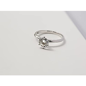 Kobelli Classic Solitaire Round Brilliant Moissanite Engagement Ring 1 Carat 14k White Gold (GH, VS), 6